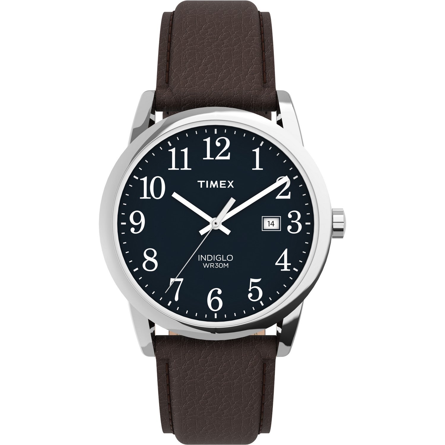 Timex Mens Easy Reader Blue Dial Leather Strap Watch TW2P75900 | Acotis ...