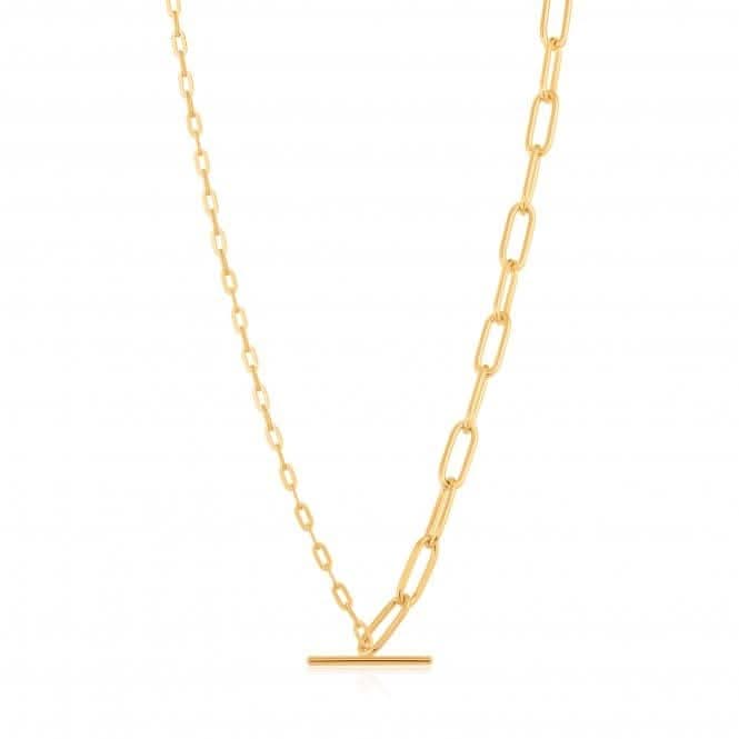 Ania Haie Chain Reaction Shiny Gold Mixed Link T-Bar Necklace N021-02G – Acotis Jewellery