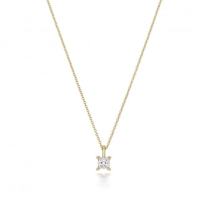 18ct Gold Diamond Princess Cut Necklace NDQ162 – Acotis Jewellery