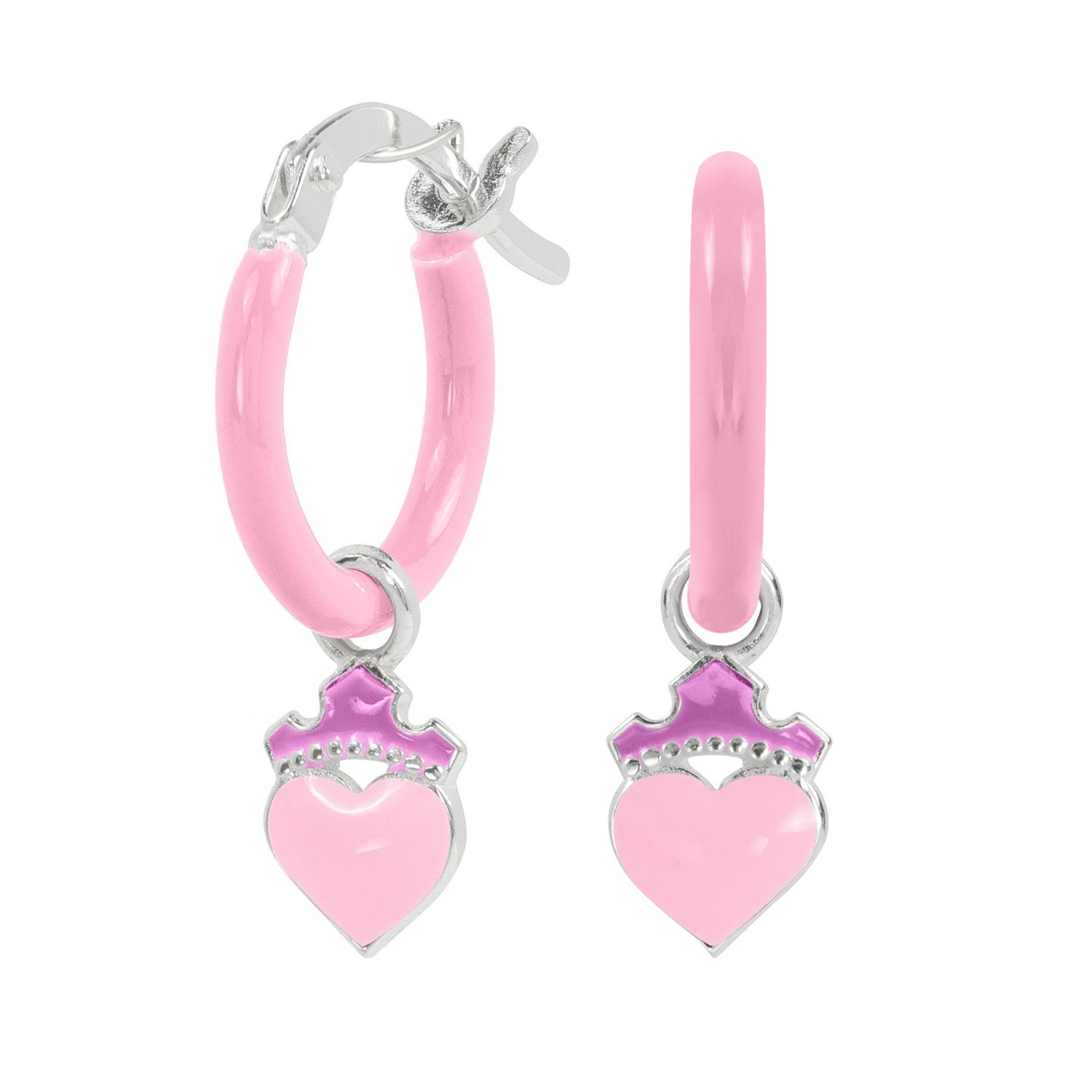 Silver Disney Princess Enamel Fill Love Heart Huggie Earrings – Acotis ...