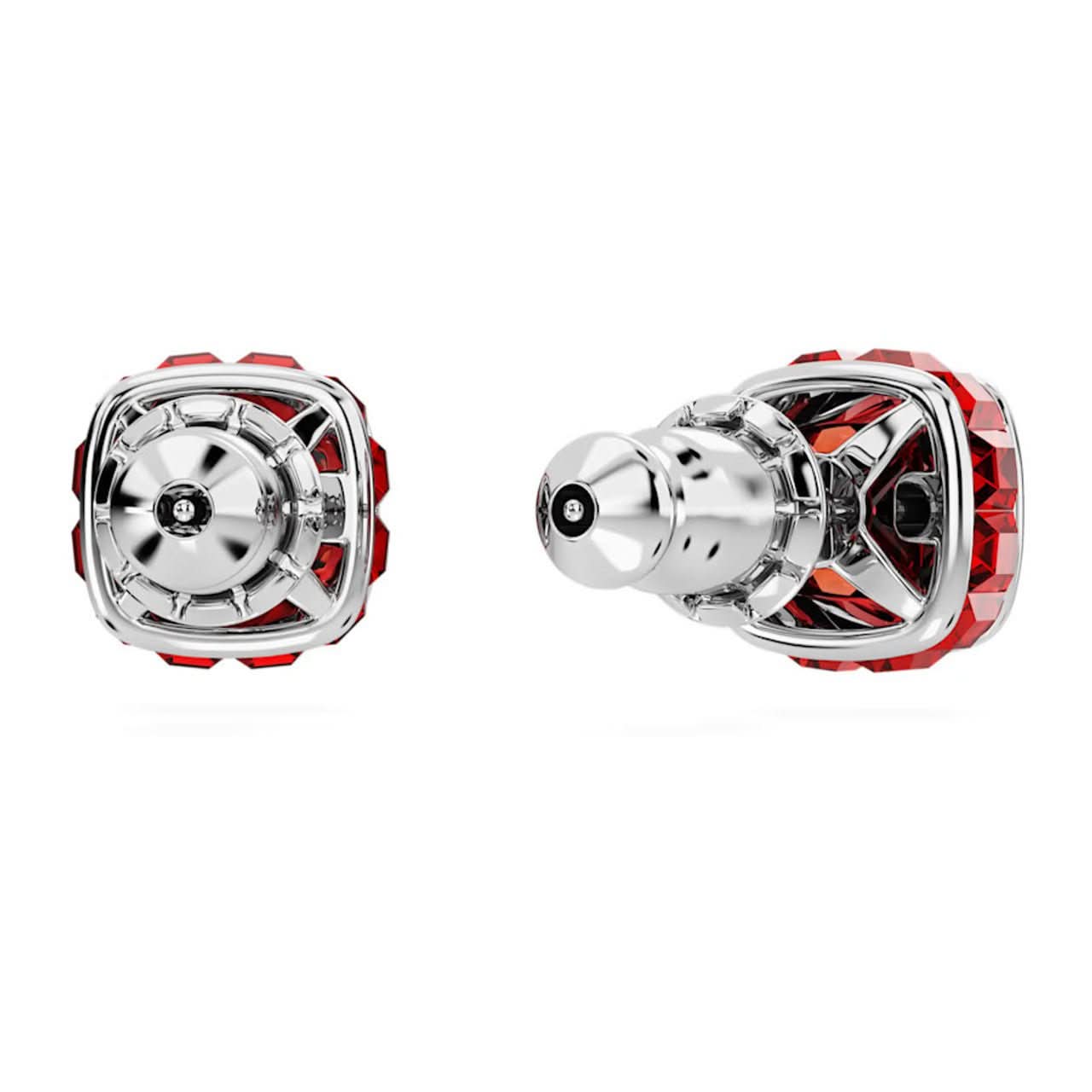Birthstone Rhodium Plated Red Square Cut July Stud Earrings – Acotis ...
