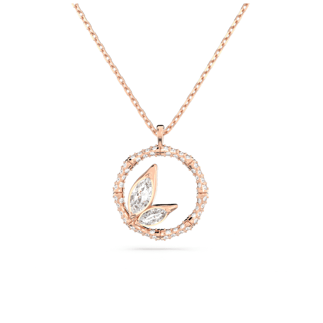 Swarovski Dellium Circle Bamboo White Rose Gold-Tone Plated Necklace ...