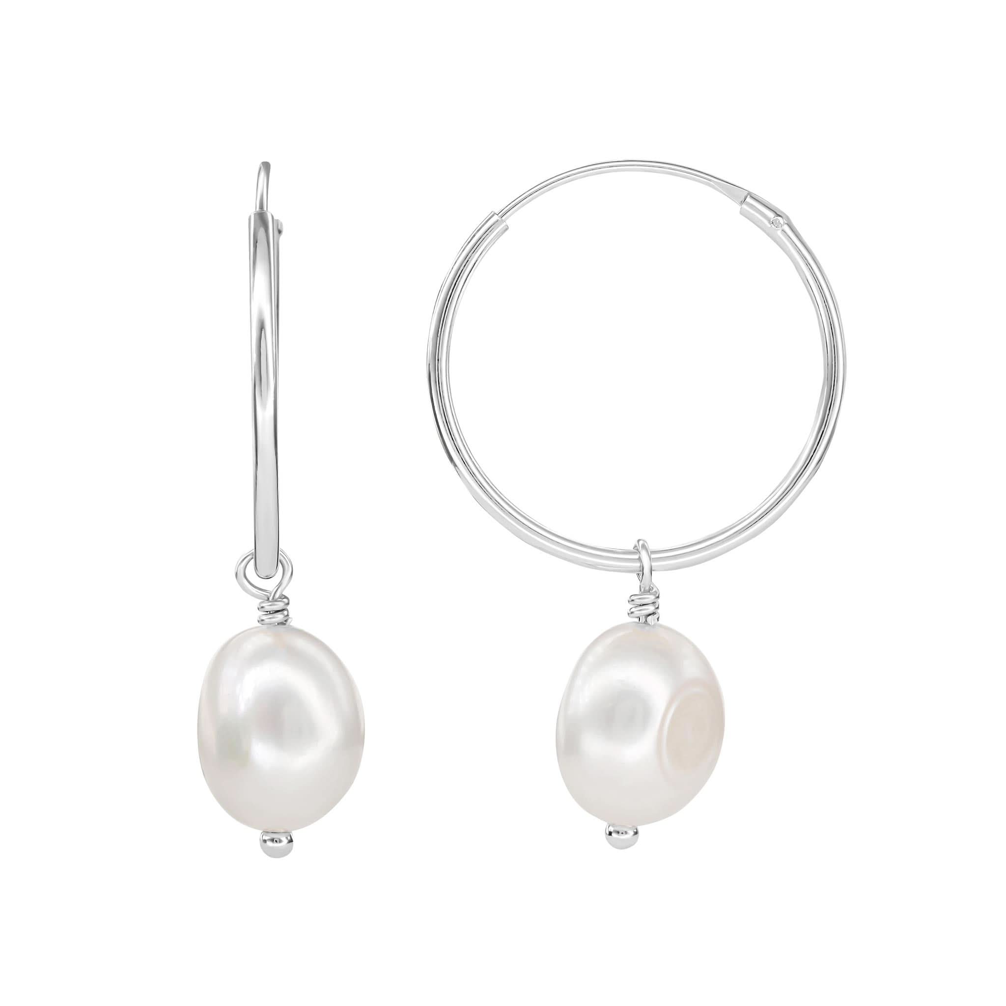 Dew 6mm Shell Pearl 20mm Sleeper Hoops 56817SH – Polished – Acotis ...