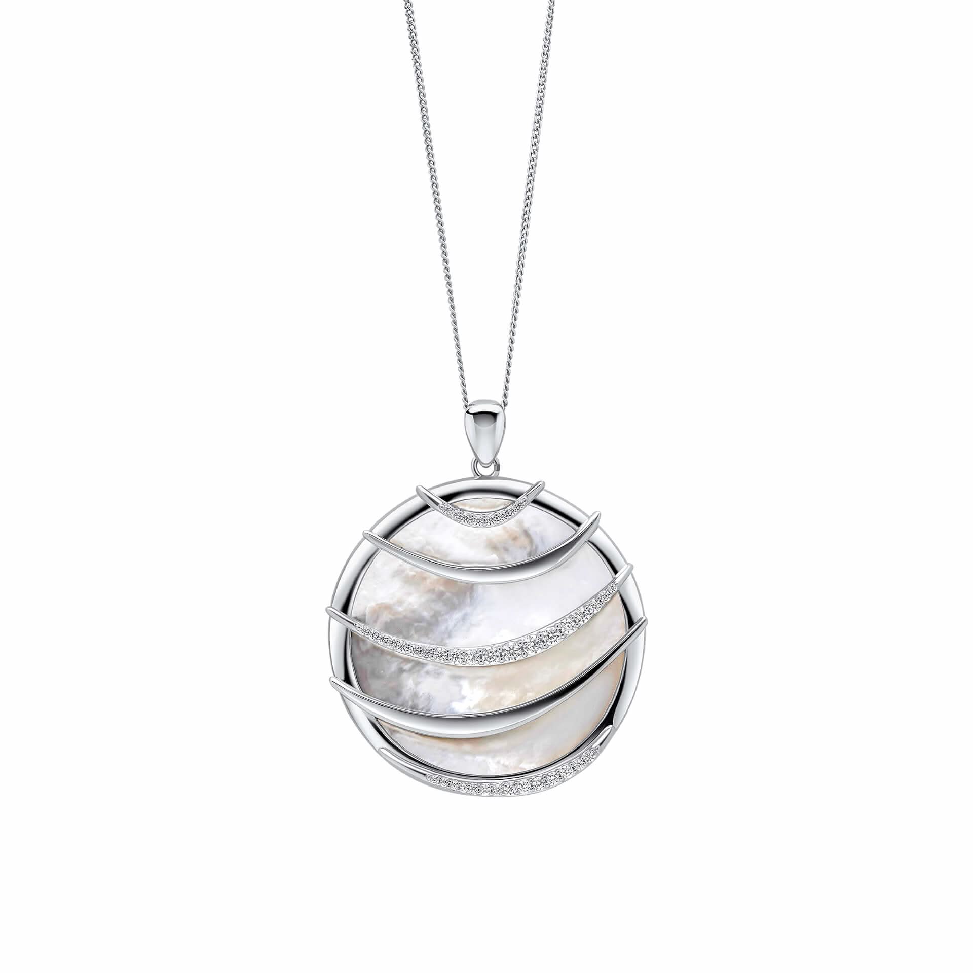 Fiorelli Silver Zirconia Mother of Pearl Pendant P5435W – – Acotis ...