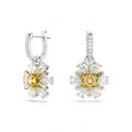 Swarovski Idyllia Yellow Rhodium Plated Flower Drop Earrings 5683243 ...