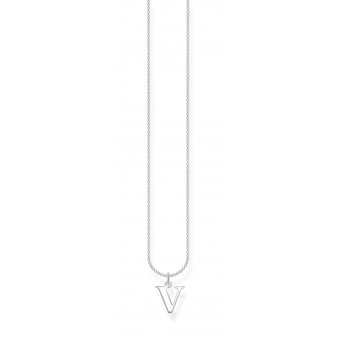 Silver Letter V Necklace KE2031-001-21-L45v – Exclusive Design ...