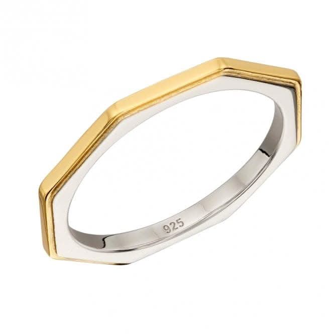 Fiorelli Silver Octagon Yellow Gold Plating Ring R3804 – Premium ...