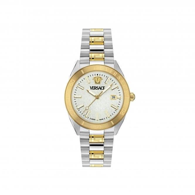 Versace Timeless V White-Silver Sapphire Watch – Acotis Diamonds